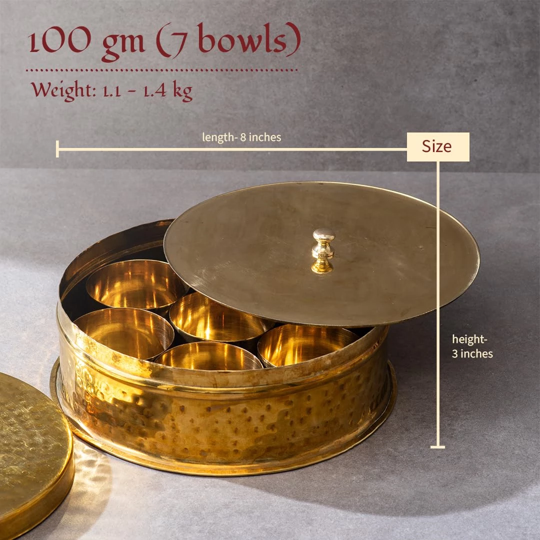 P TAL Brass Masala Box for Kitchen